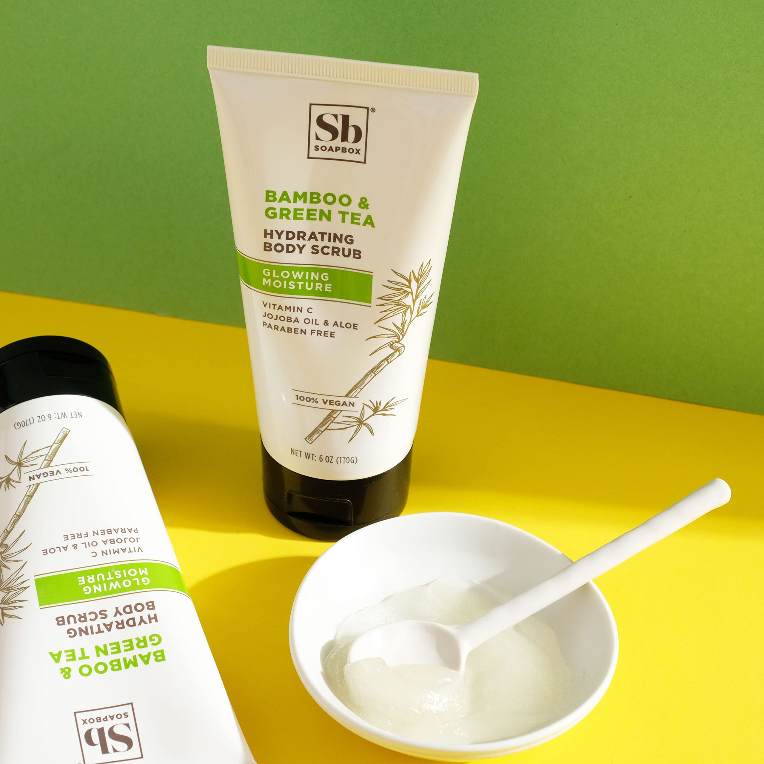 Soapbox Gentle Exfoliating Body Scrub ? Bamboo & Green Tea ? 6oz ? Moisturizing Body Scrub for Visibly Smoother Skin with Bamboo Oil, Vitamin C and Aloe Vera