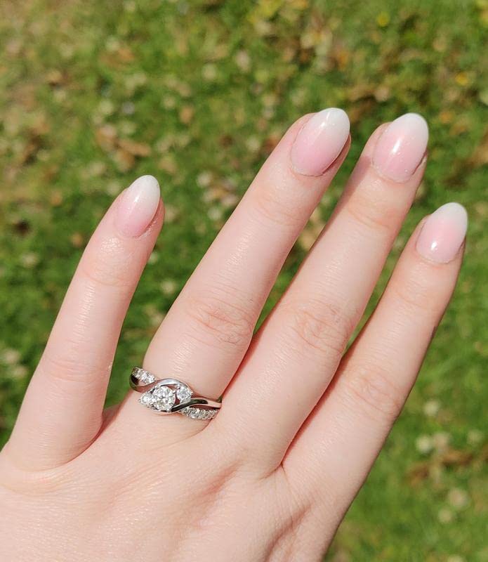 Molioaki 1 Carat (ctw) D-VVS1 moissanite engagement rings for women Platinum Plated Silver ring moissanite rings-Y7.5