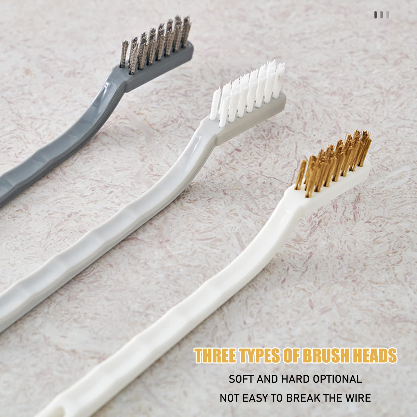 ORIJOYNA Set of 3 Kitchen Cleaning Scrubbers - Wire Brush (Stainless Steel + Brass + Nylon) for Range Hood Grease, Grime and Rust
