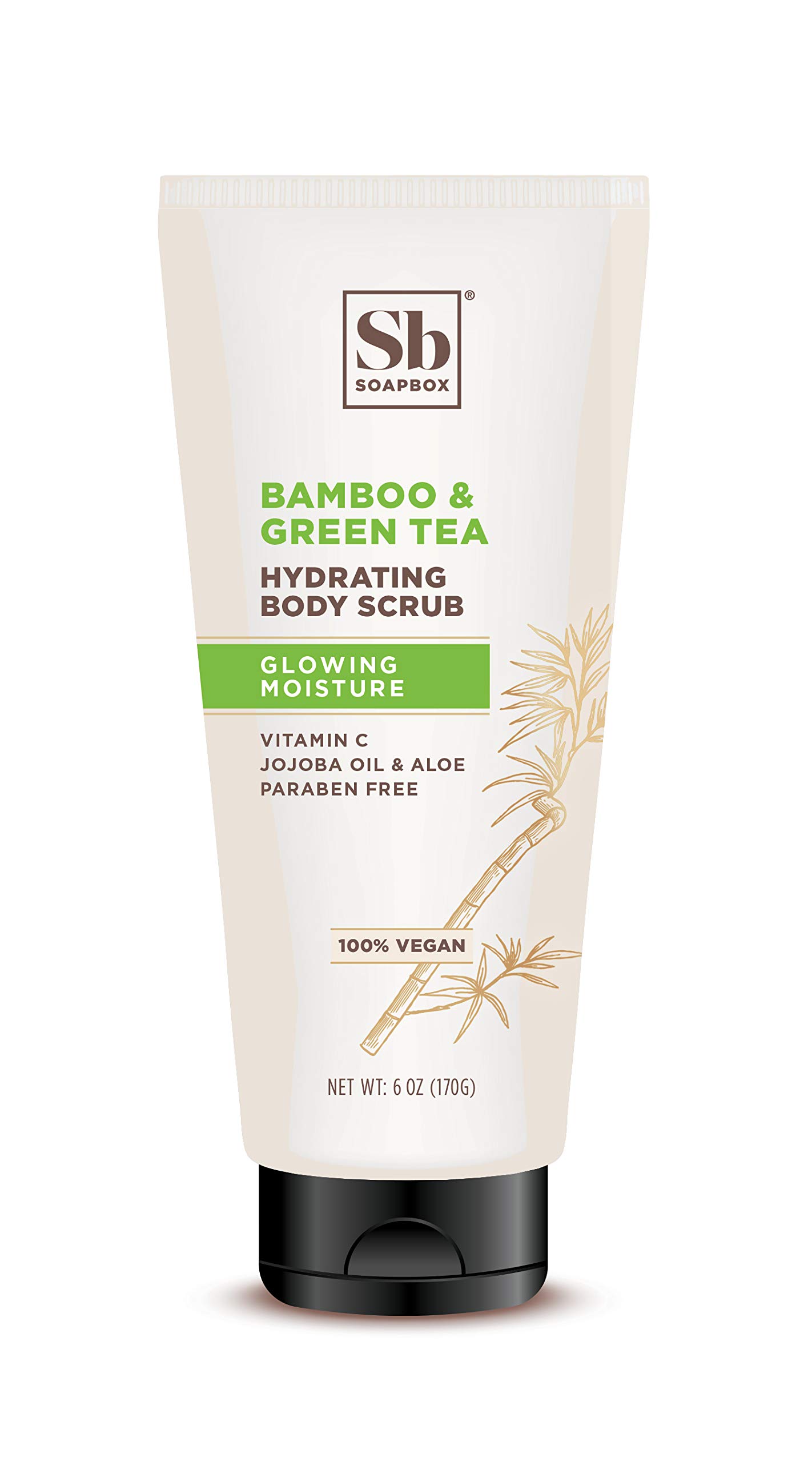 Soapbox Gentle Exfoliating Body Scrub ? Bamboo & Green Tea ? 6oz ? Moisturizing Body Scrub for Visibly Smoother Skin with Bamboo Oil, Vitamin C and Aloe Vera