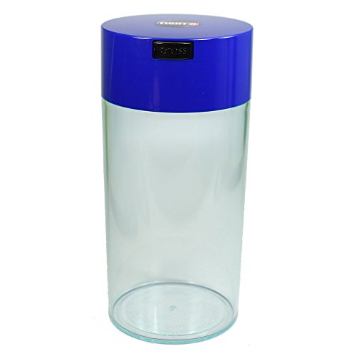 Tightvac - 5oz to 24 Ounce - Patented Airtight Container | Multi-use Vacuum Container Works as Smell Proof Containers for Herbs and Dry Goods. Blue Clear