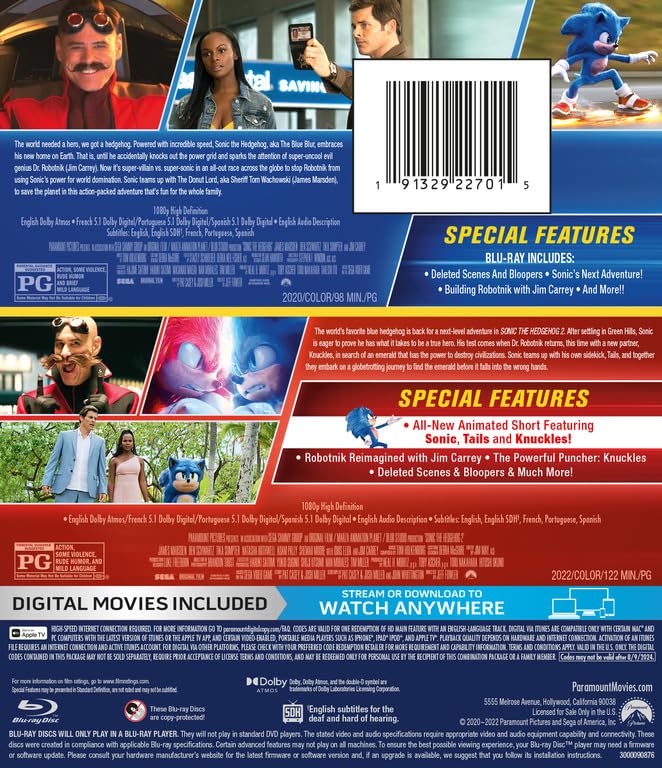 Sonic The Hedgehog 2-Movie Collection [Blu-ray]