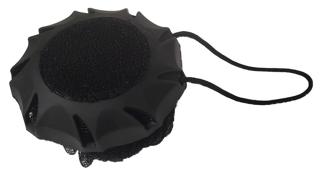 Nourah, Dual-Sided, Silicone Base Swirl Mesh Flower Sponge lufas, Shower Ball Scrubber, Lather and Exfoliating, Comfortable Bath Sponge for Cleansing and Smoothing Skin, for Men. (Black)