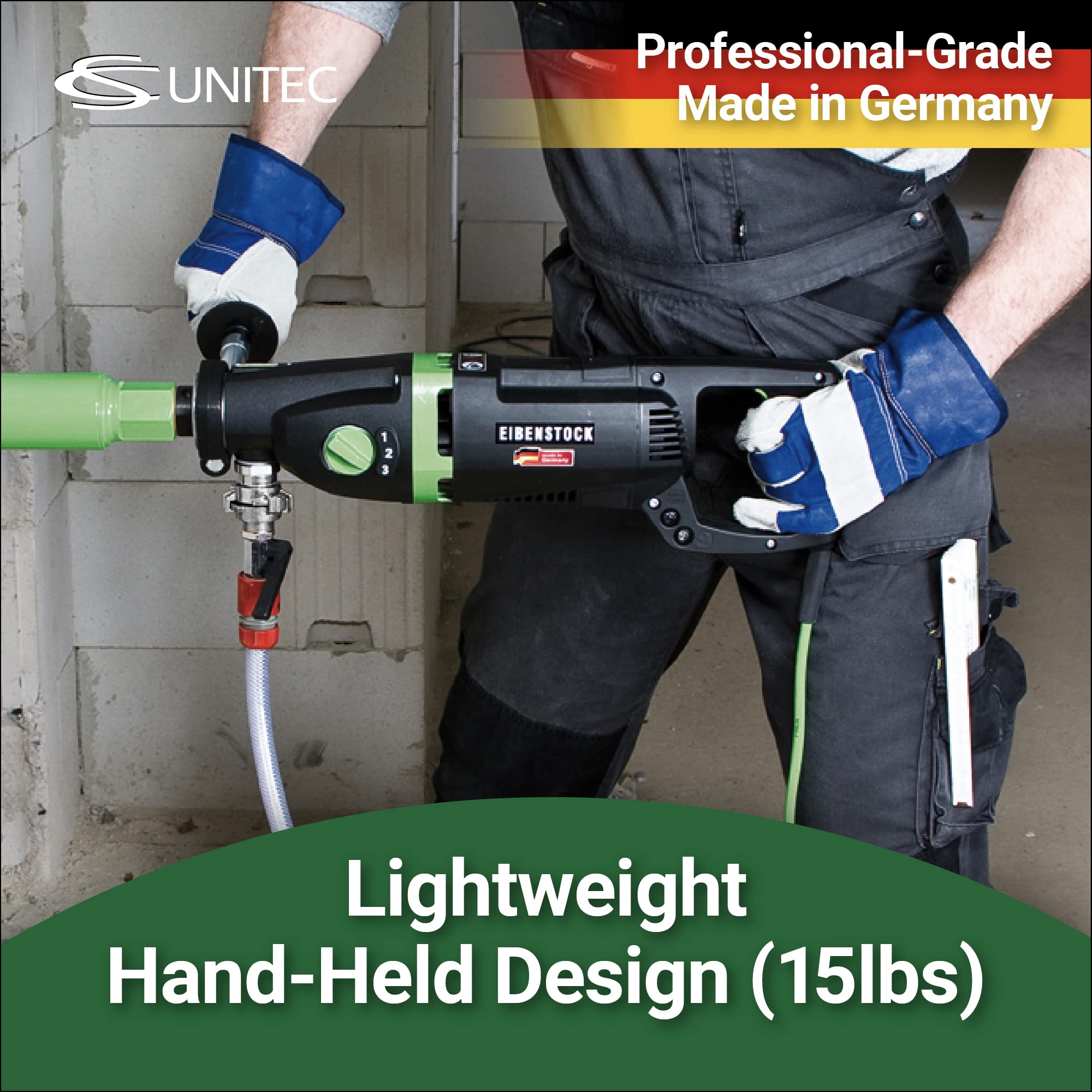 CS Unitec ETN 162/3 P - 6-3/8" Capacity Concrete Core Drill - Wet/Dry Diamond Core Drill - 3-Speed For Concrete, Brick, Block, and Stone - MADE IN GERMANY - 110V