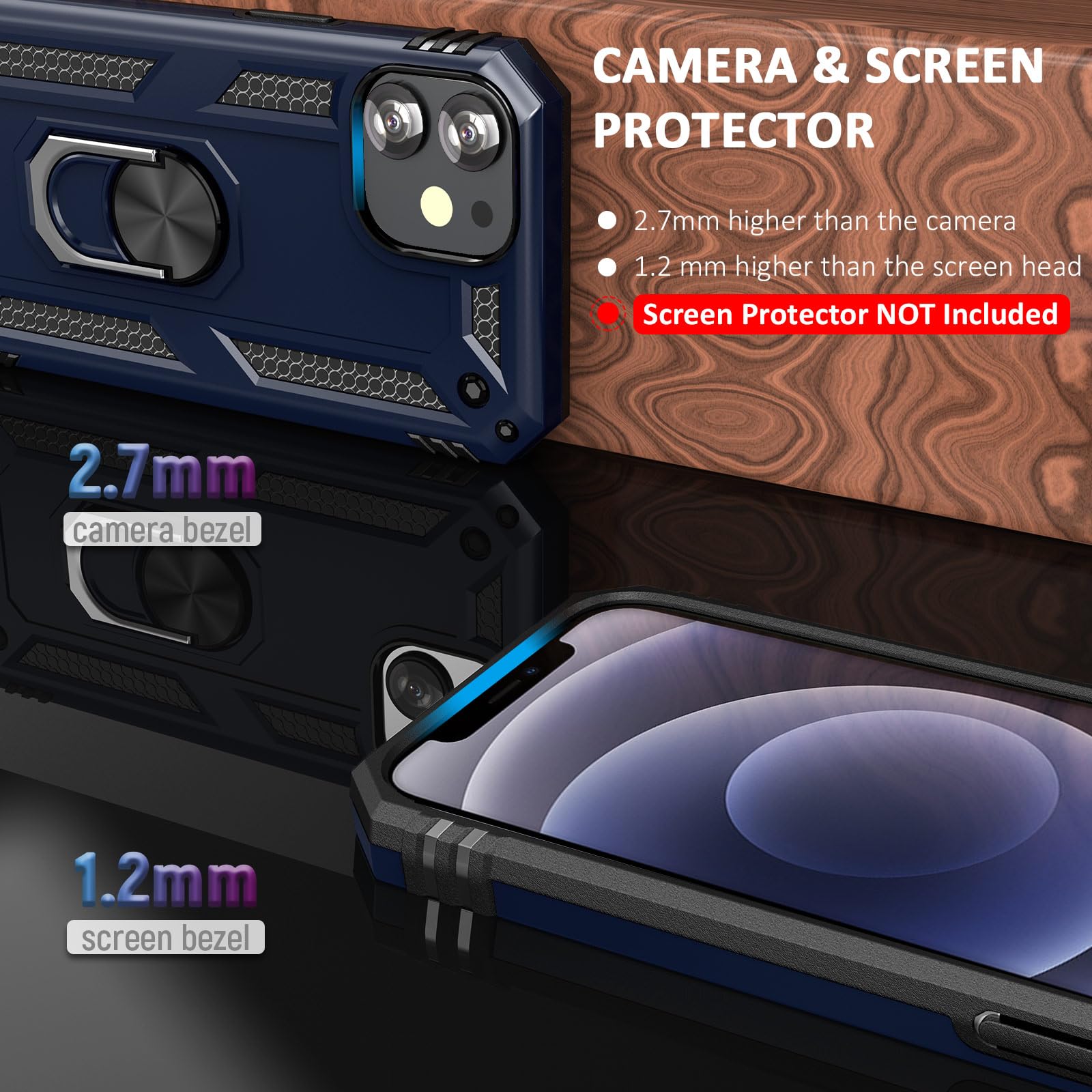 ADDIT Case for iPhone 12 Mini Phone Case iPhone 12 Mini Case, with Stand Ring, Support Magnet Car Mount, Military Grade, Heavy Duty, for iPhone 12 Mini Case Blue