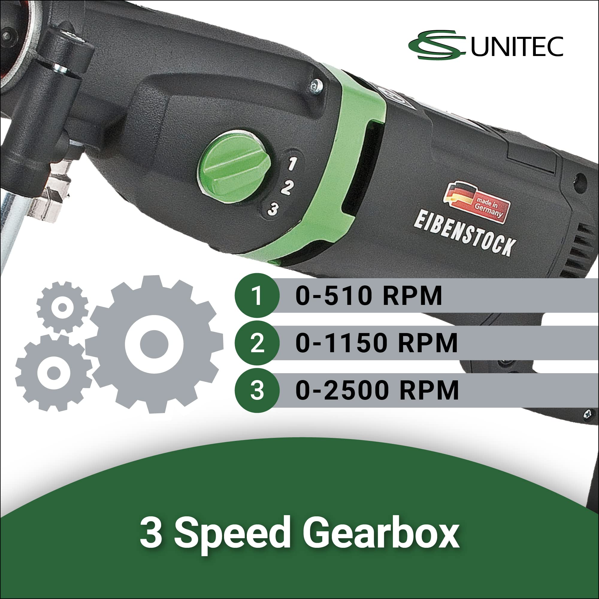 CS Unitec ETN 162/3 P - 6-3/8" Capacity Concrete Core Drill - Wet/Dry Diamond Core Drill - 3-Speed For Concrete, Brick, Block, and Stone - MADE IN GERMANY - 110V