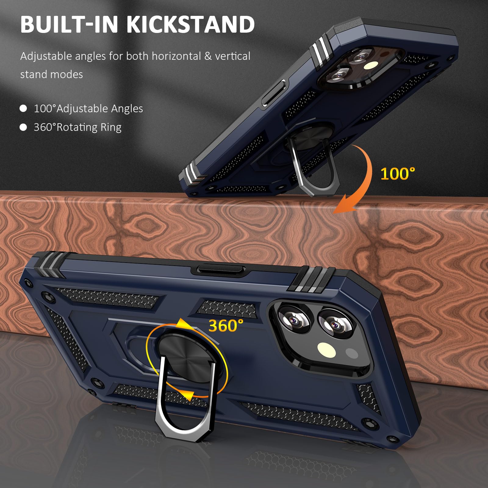 ADDIT Case for iPhone 12 Mini Phone Case iPhone 12 Mini Case, with Stand Ring, Support Magnet Car Mount, Military Grade, Heavy Duty, for iPhone 12 Mini Case Blue
