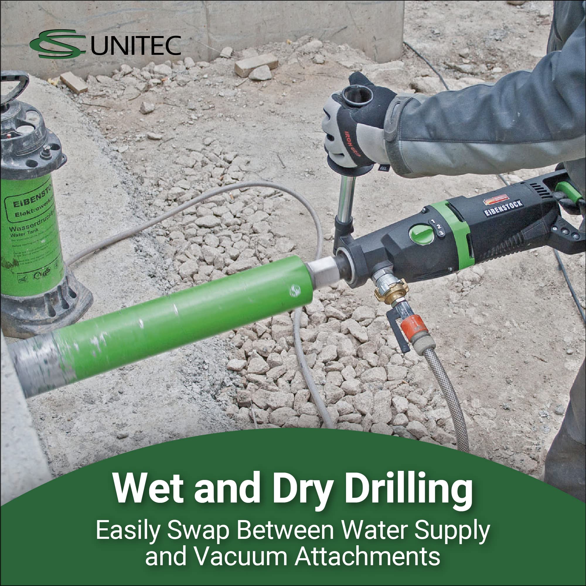 CS Unitec ETN 162/3 P - 6-3/8" Capacity Concrete Core Drill - Wet/Dry Diamond Core Drill - 3-Speed For Concrete, Brick, Block, and Stone - MADE IN GERMANY - 110V