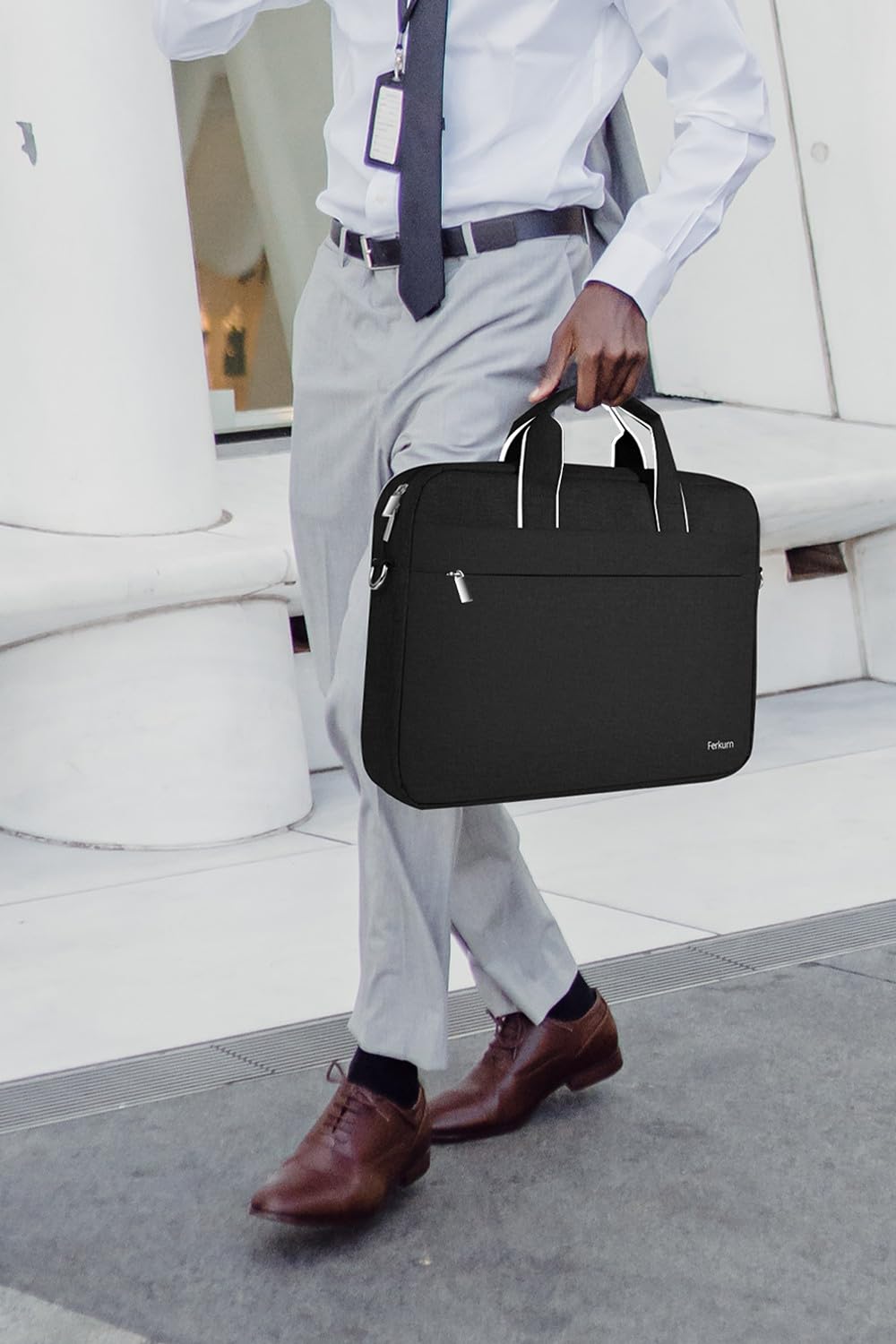 Ferkurn Laptop Bag Case Women Men Computer Bag for HP Envy Pavilion Omen/LG Gram/MSI/Dell Inspiron XPS/Lenovo Thinkpad/ASUS/Acer, Shoulder Strap Carrying Briefcase Messenger Bag, Black, 15 15.6 Inch