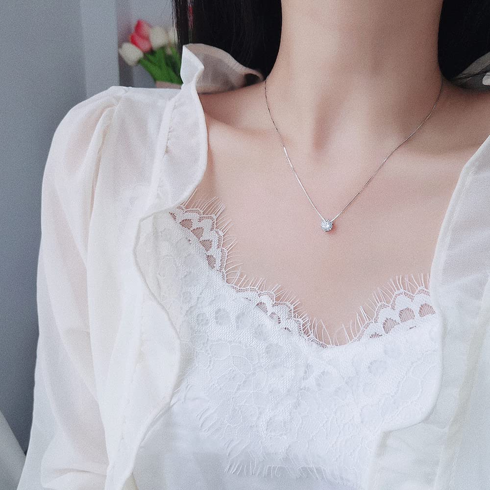 JeeweLife 50th Birthday Gift for Women, Sterling Silver Necklace with Cubic Zirconia, Perfect for Women 50+