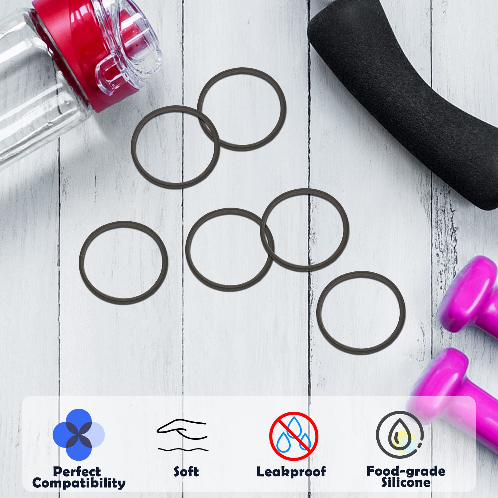 6Pcs Silicone Replacement Gaskets Compatible with Gatorade Water Bottle, Gasket Seals Lid Gasket Ring Water Bottle Gasket Replacement, Water Bottle Replacements Parts Water Bottle Accessories
