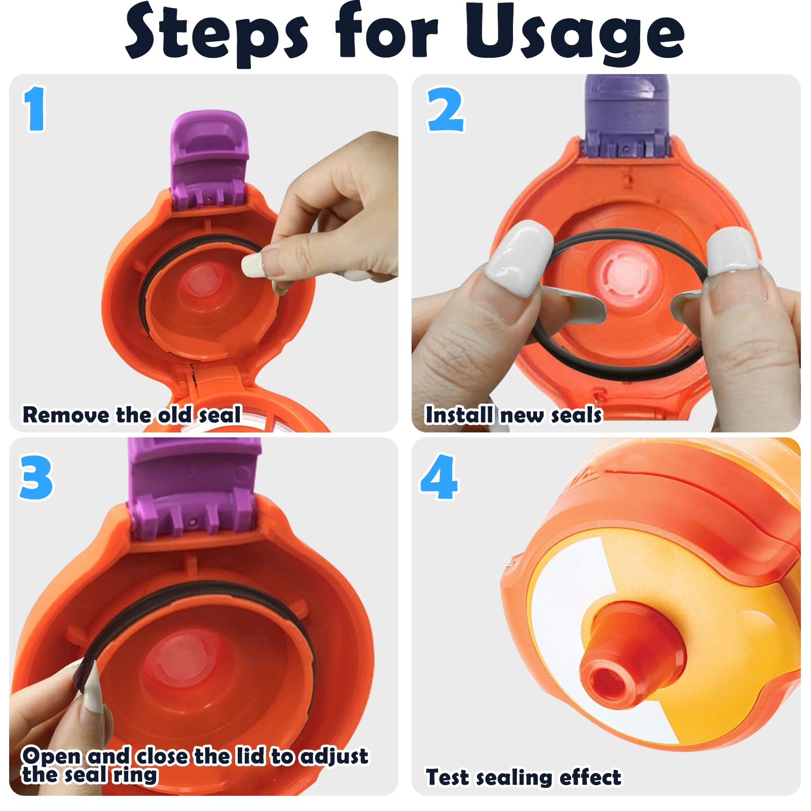6Pcs Silicone Replacement Gaskets Compatible with Gatorade Water Bottle, Gasket Seals Lid Gasket Ring Water Bottle Gasket Replacement, Water Bottle Replacements Parts Water Bottle Accessories