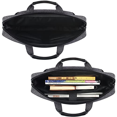DOMISO 14 Inch Multi-Functional Laptop Sleeve Business Briefcase Waterproof Messenger Shoulder Bag for 14" Laptops/Chromebook/Ultrabook/Apple/Lenovo/HP/Dell/ASUS/Acer,Dark Grey&Black