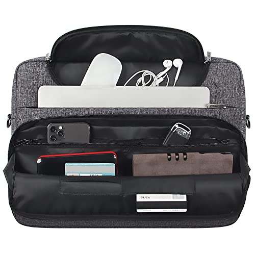 DOMISO 14 Inch Multi-Functional Laptop Sleeve Business Briefcase Waterproof Messenger Shoulder Bag for 14" Laptops/Chromebook/Ultrabook/Apple/Lenovo/HP/Dell/ASUS/Acer,Dark Grey&Black