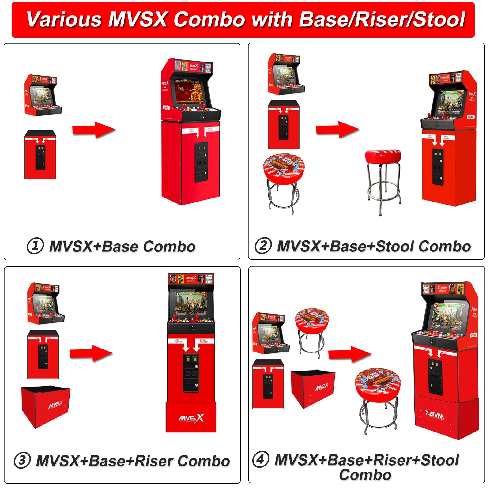 UNICO MVSX Arcade and Base Combo, Pre-Loaded 50 SNK Genuine Retro Games, Including The King of Fighters/Samurai/Metal Slug and More
