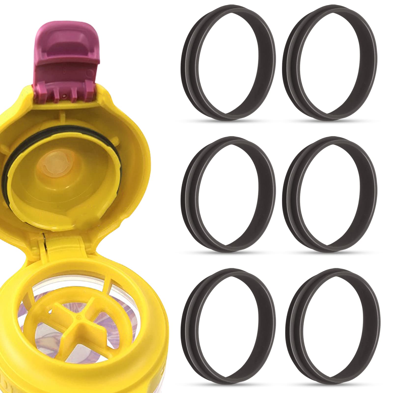 6Pcs Silicone Replacement Gaskets Compatible with Gatorade Water Bottle, Gasket Seals Lid Gasket Ring Water Bottle Gasket Replacement, Water Bottle Replacements Parts Water Bottle Accessories