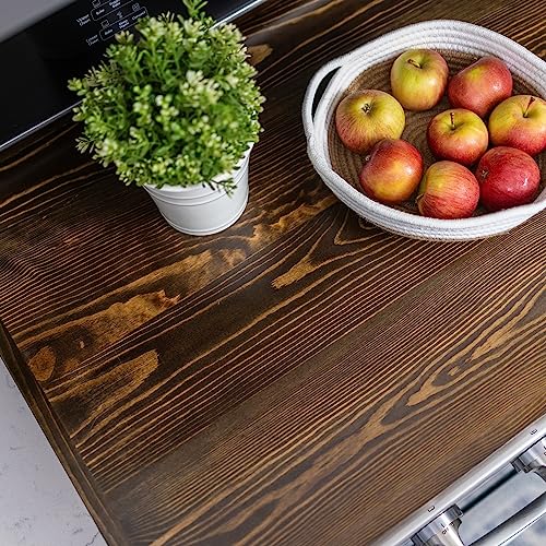RELODECOR Noodle Board Stove Covers with Built-in Handles, Durable Extra Thick Pine Wood Handmade Cookware, Counter Space Top Covers for Electric Stoves, Farmhouse Rustic Stove Cover for Kitchen