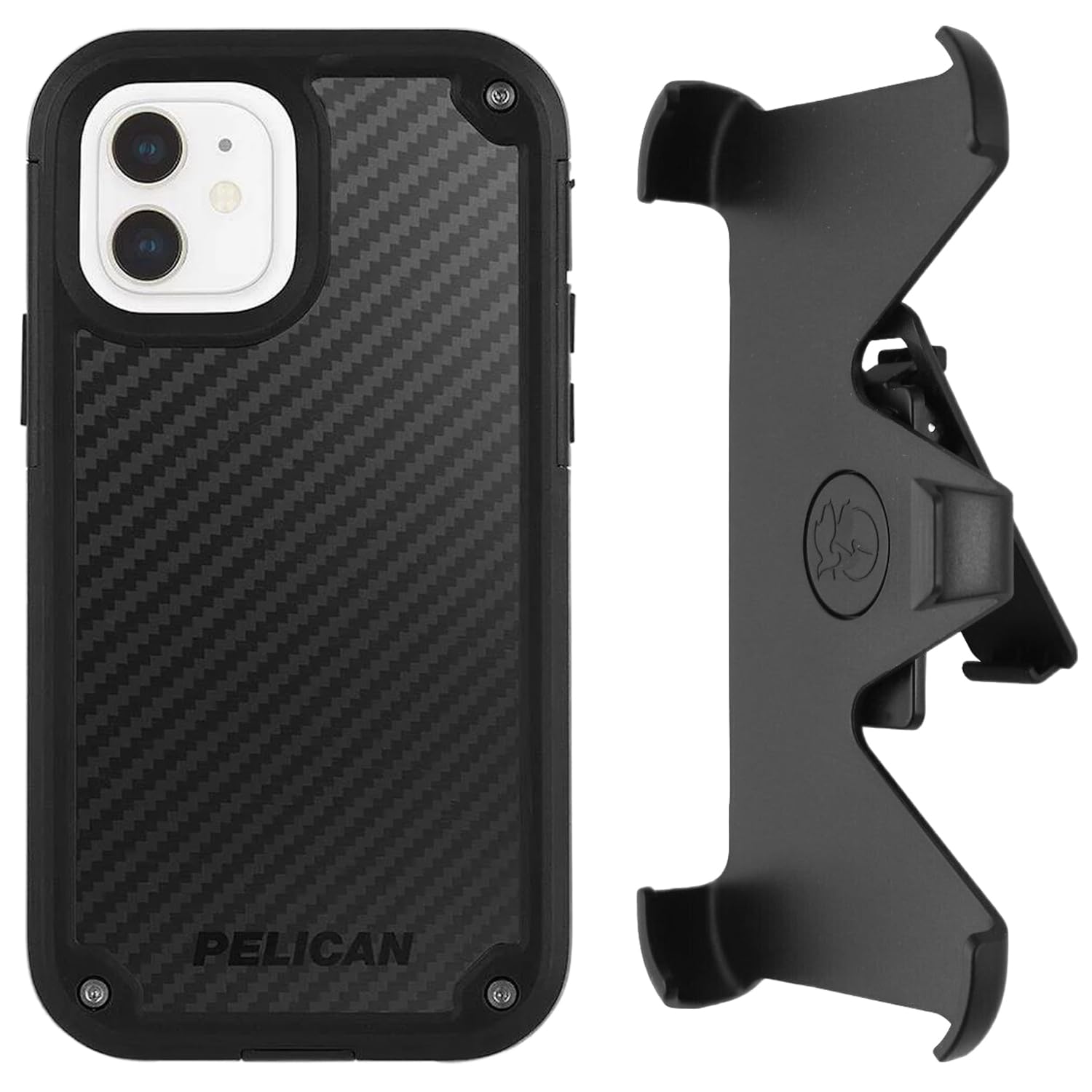 Pelican Shield Case for iPhone 12 Mini - Kevlar Series Rugged Protection, Wireless Charging Compatible, 3X Military Grade Drop Protection, Shockproof - Includes Belt Clip Holster/Stand - Black