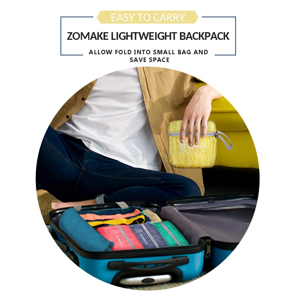 ZOMAKE 25L Ultra Lightweight Packable Backpack, Foldable Hiking Backpacks Water Resistant Small Folding Daypack for Travel(Yellow)