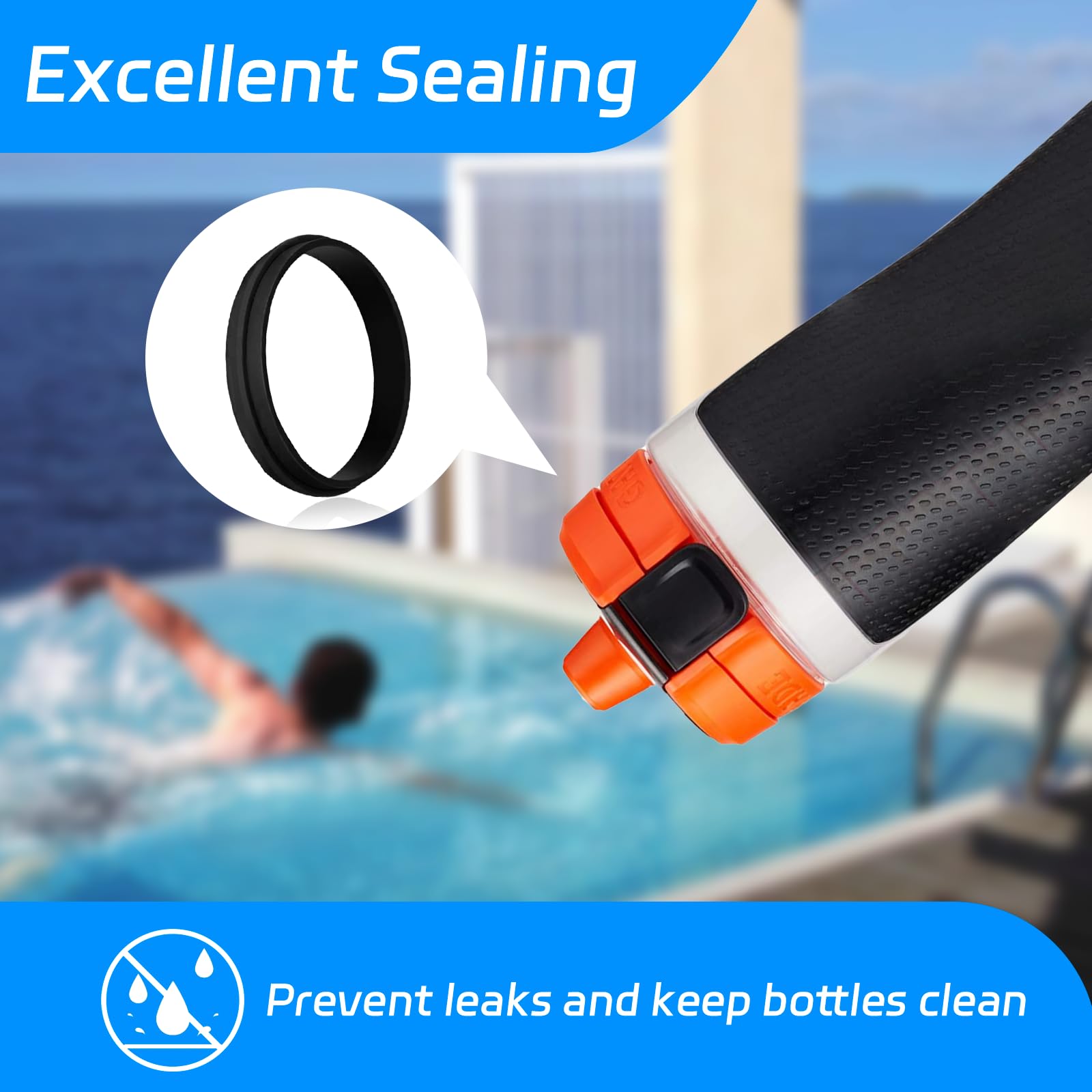 Replacement Gasket Compatible with Gatorade Water Bottle (8 Pack), Silicone Lid Seal Replacement for Gatorade Gx Hydration System Bottle, Reusable Silicone Seals