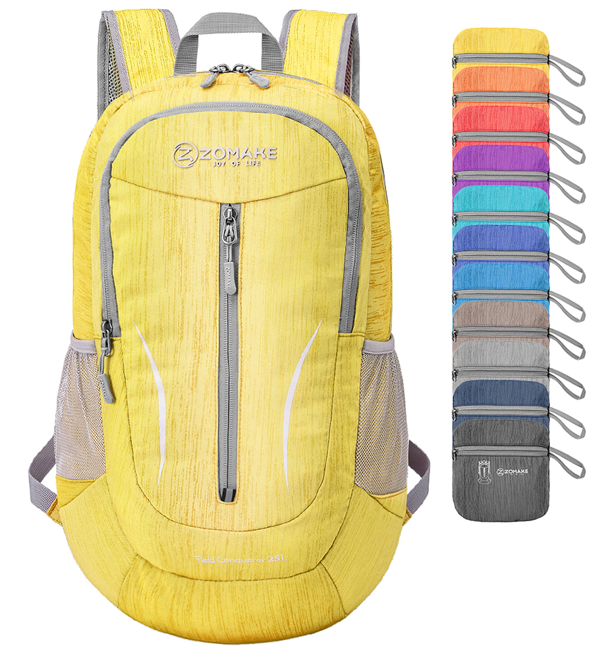 ZOMAKE 25L Ultra Lightweight Packable Backpack, Foldable Hiking Backpacks Water Resistant Small Folding Daypack for Travel(Yellow)