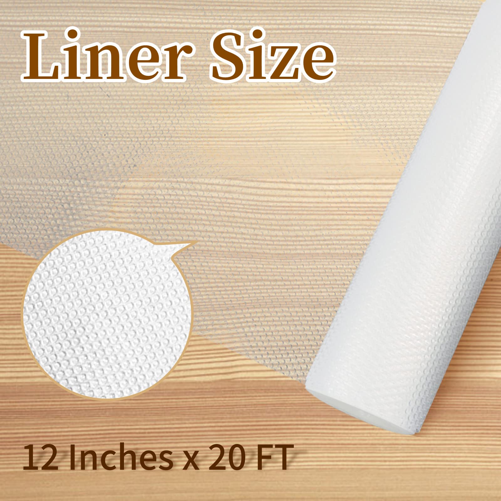 GEEBOBO Shelf Liner 12inx20ft, Refrigerator Liners, Wire Shelf Liner, Shelf Liners for Kitchen Cabinets Non-Adhesive, Clear Plastic Fridge Shelf Liner Fits Glass Shelves, Drawers, Dresser, Pantry