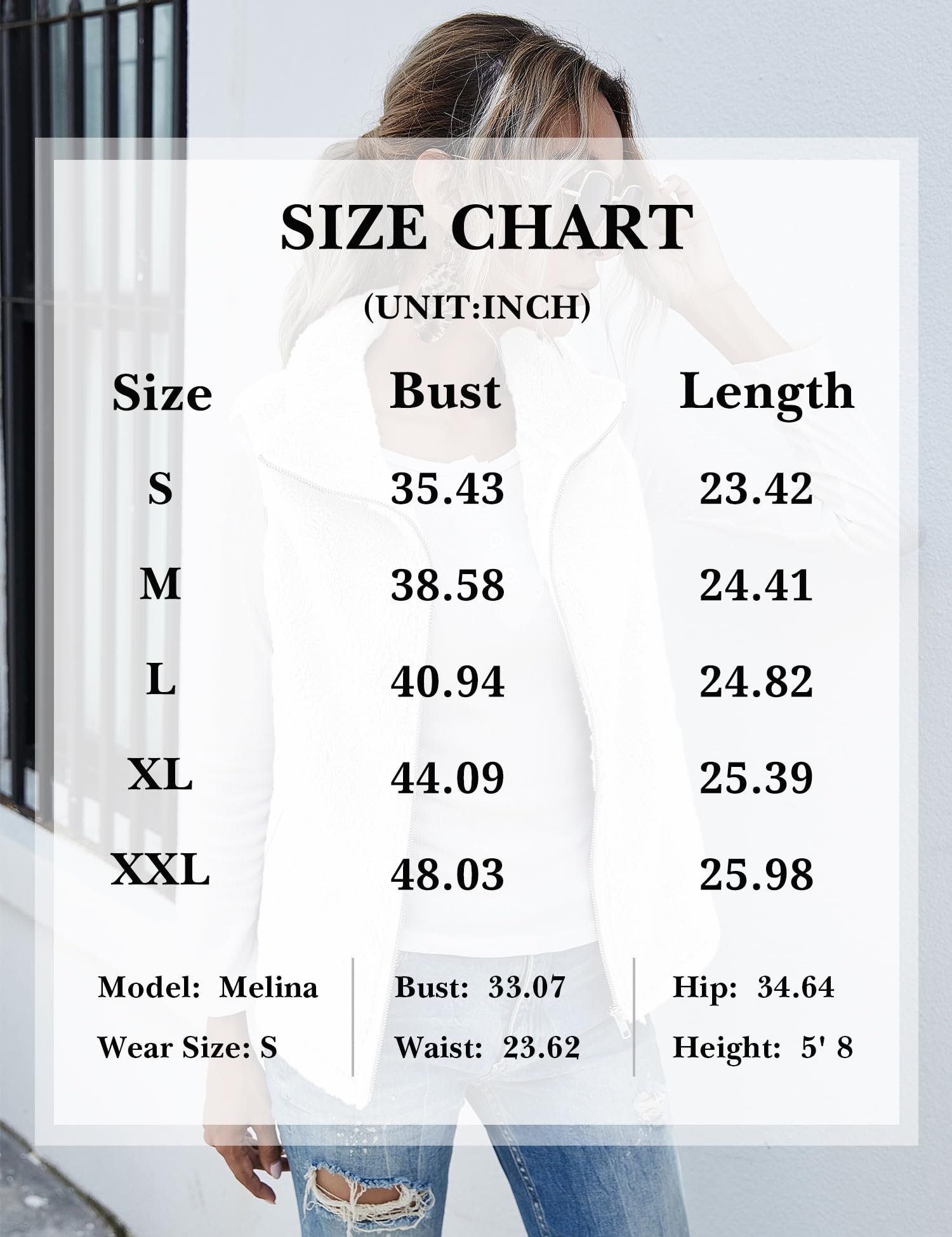 Women's Casual Sherpa Fleece Fuzzy Vest Jacket Sleeveless Zip Up Lined Stand Collar Lightweight Warm Waistcoat with Pockets White L