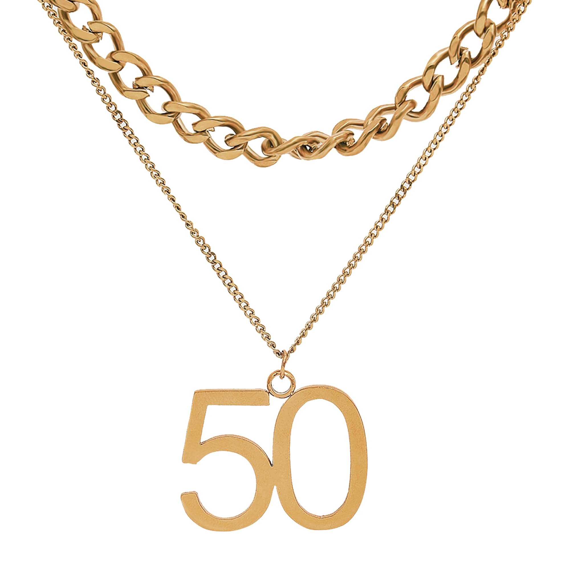 50th birthday gifts for men - with pendant necklace - 50th birthday decorations for men, 50th anniversary, birthday gift ideas for dad, son, husband, friend. The number 50 fashion jewelry