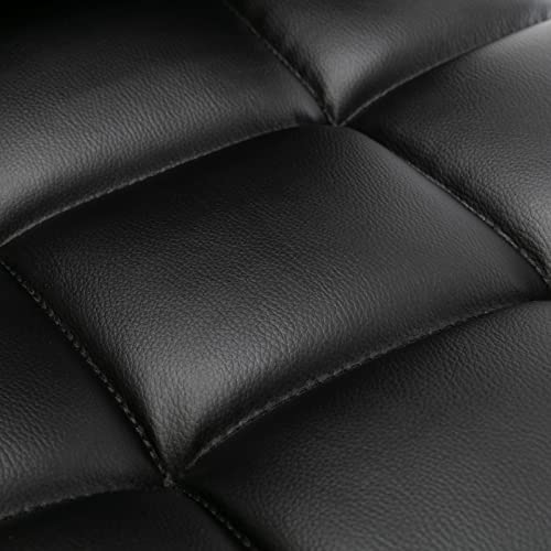 Vogue Furniture Direct PU Leather Square Bar Stools, Modern Adjustable Swivel Barstools with Back, Armless Airlift Counter Height Chairs for Kitchen Dining Pub Cafe, Set of 2 (Black, Black Base)