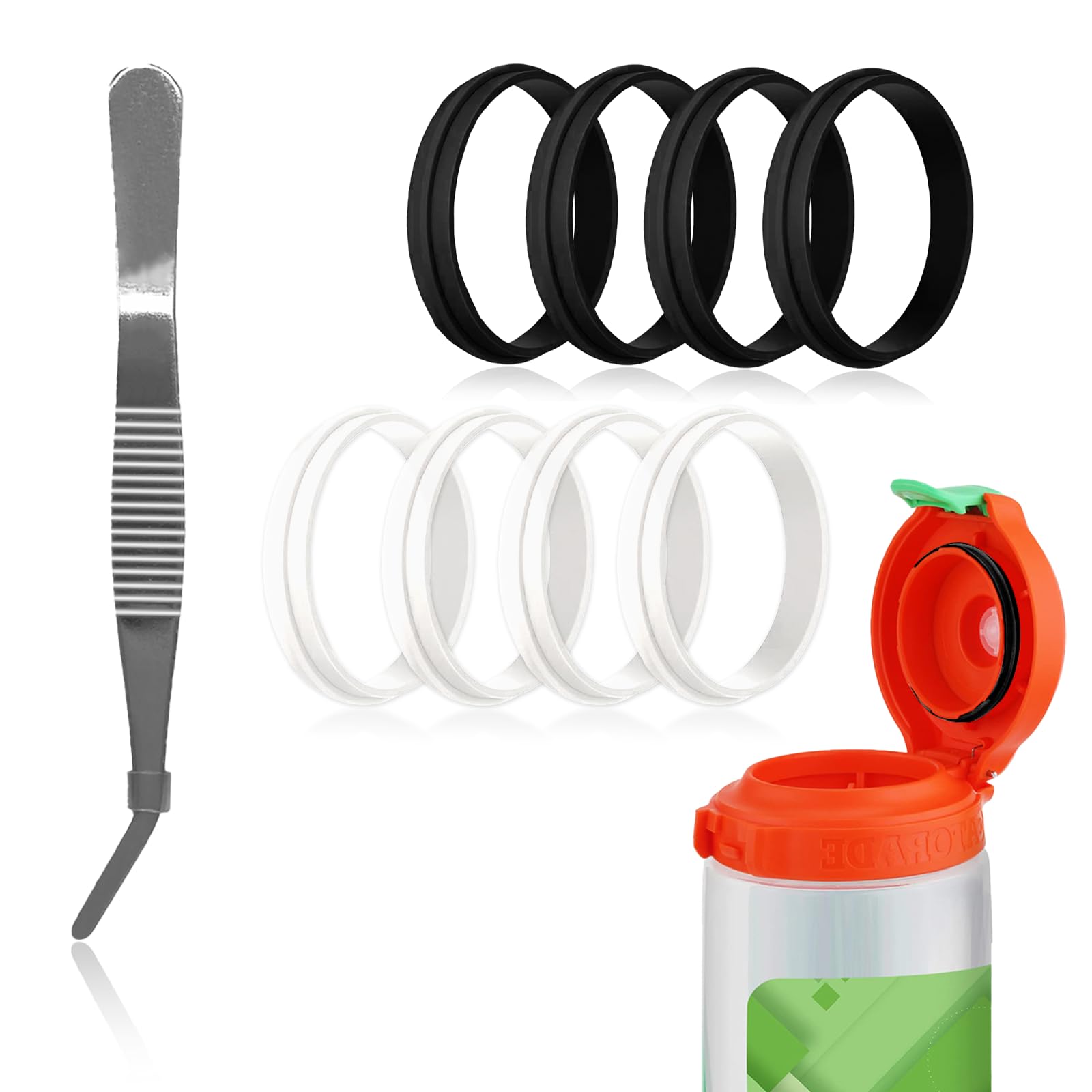 Replacement Gasket Compatible with Gatorade Water Bottle (8 Pack), Silicone Lid Seal Replacement for Gatorade Gx Hydration System Bottle, Reusable Silicone Seals