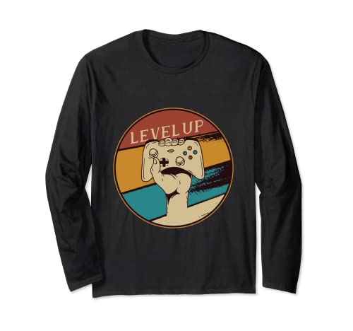 Level Up Gaming Vintage Retro Funny Sunset Long Sleeve T-Shirt