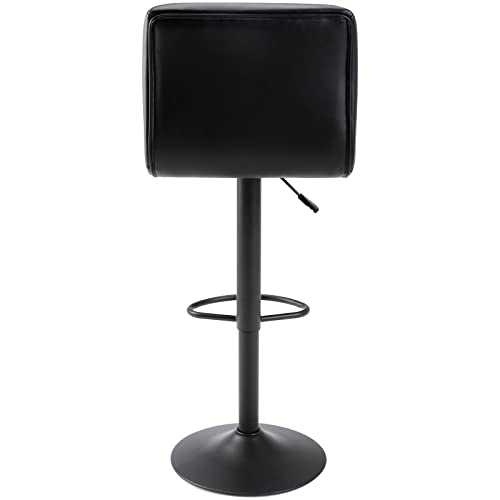 Vogue Furniture Direct PU Leather Square Bar Stools, Modern Adjustable Swivel Barstools with Back, Armless Airlift Counter Height Chairs for Kitchen Dining Pub Cafe, Set of 2 (Black, Black Base)