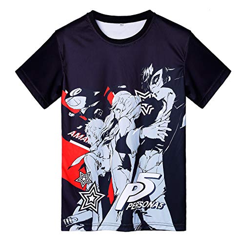 Persona 5 Shirt Mens Womens Boys Girls P5 Short SleeveT-Shirt (M) Black