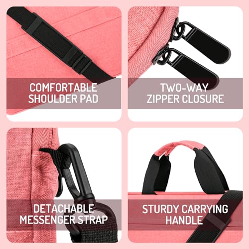 MicaYoung 15.6-16 Inch Laptop Sleeve Shoulder Bag Waterproof Notebook Chromebook Computer Carrying Case Compatible with 15.6 inch Acer Asus Dell HP Thinkpad, Pink