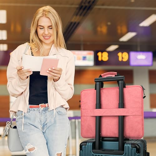 MicaYoung 15.6-16 Inch Laptop Sleeve Shoulder Bag Waterproof Notebook Chromebook Computer Carrying Case Compatible with 15.6 inch Acer Asus Dell HP Thinkpad, Pink