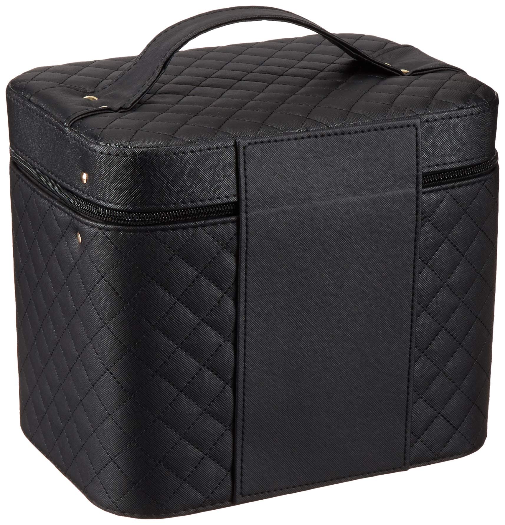 Sooyee Makeup Bag,Makeup Organizer with Mirror,Cosmetic Travel Bag with Fold Tray, Cosmetic Bags for Women Designed To Fit All Cosmetics Professional Makeup Case,Black