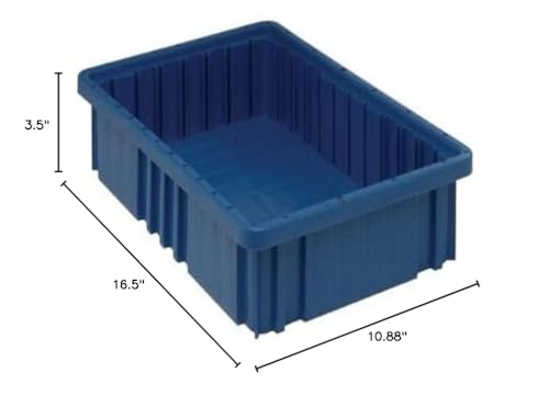Quantum DG92035BL Dividable Grid Storage Containers (3 1/2' H x 10 7/8' W x 16 1/2' D) [Set of 12] Color: Blue