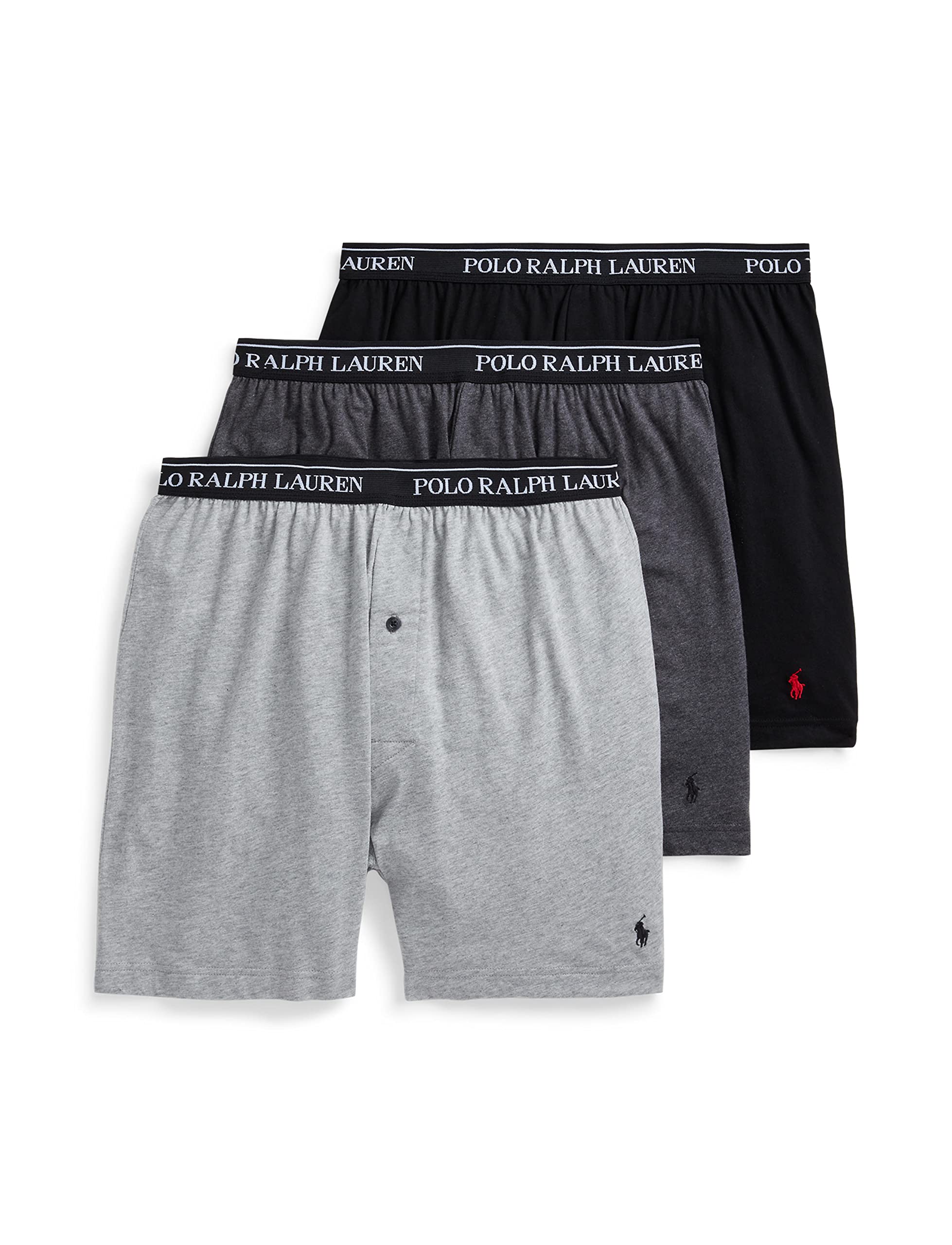 POLO RALPH LAUREN Classic Fit w/Wicking 3-Pack Knit Boxers Andover Heather/Madison Heather/Black SM