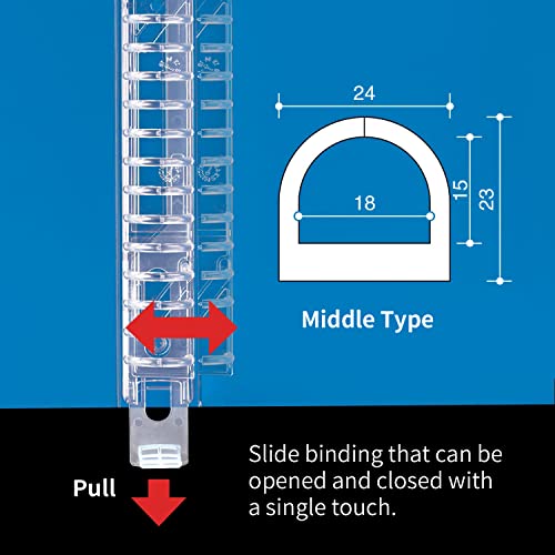 Kokuyo Campus Slide Binder with 5 Tab Dividers, Middle Type, B5, 26 Holes, Up to 100 Sheets, Light Blue, Plus 200 Sheets of Loose-Leaf Paper, Japan Import (RU-P333NLB & NO-S836BT)