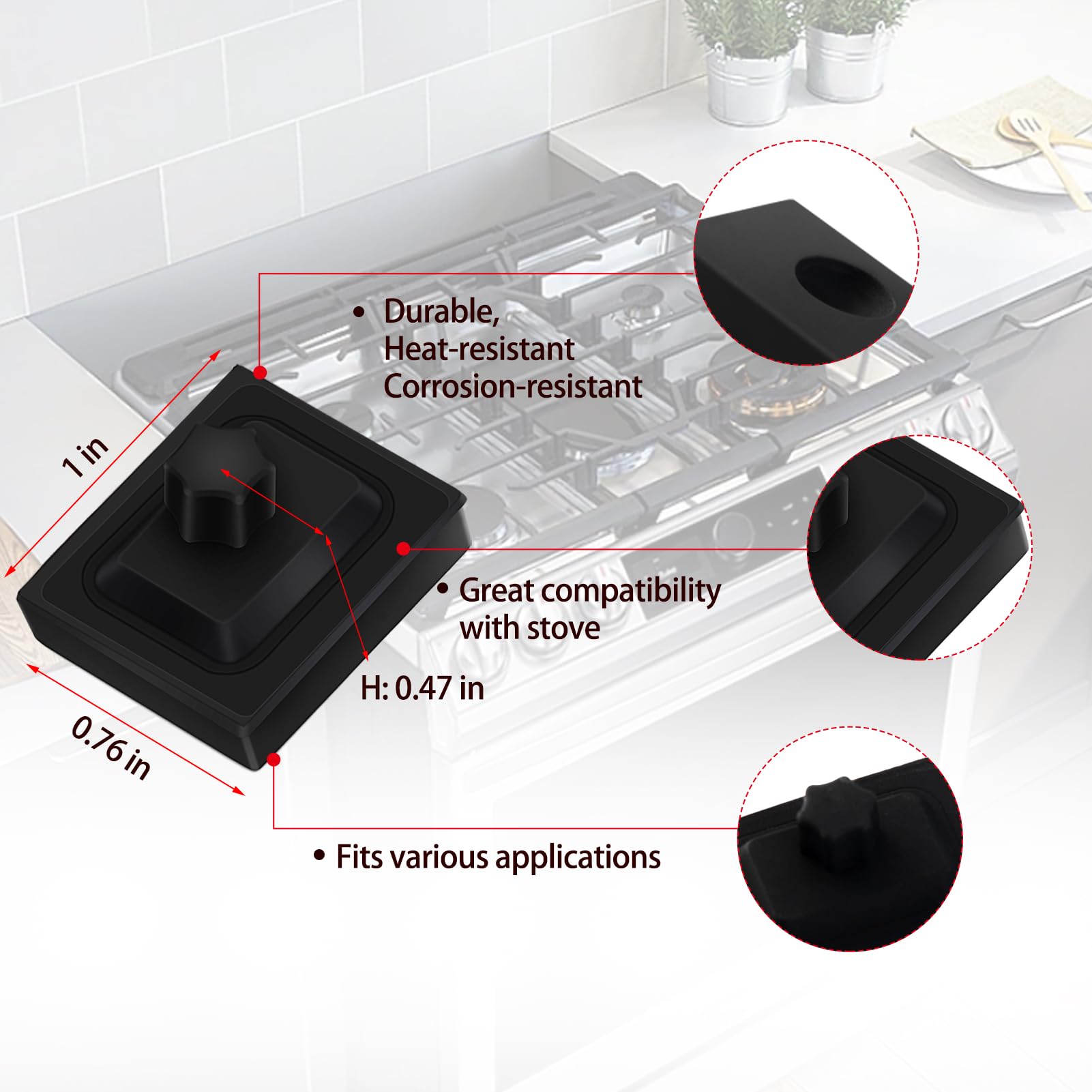 826885 Grate Rubber Feet Replacement for Wolf Range Stove Parts CG Series Gas Cooktop Grate Rubber Feet Wolf Range Grate Rubber Foot Stove Top Protector Burner Grate Pad replacement kit 4Pcs
