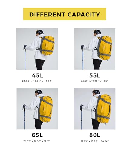 Ubon Travel Duffel Bag Carry on Bags for Airplane 55L for luggage Travel (Yellow,55L)