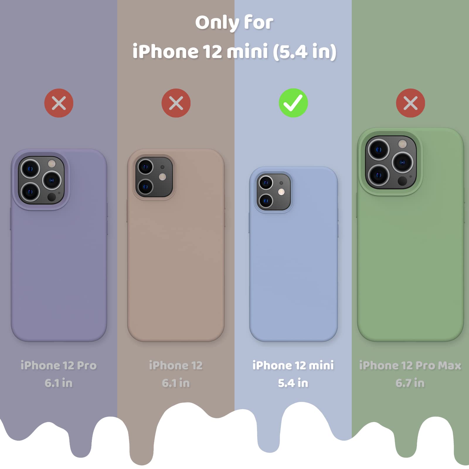 OuXul Compatible with iPhone 12 Mini Case,Liquid Silicone Gel Rubber Phone Case,iPhone 12 Mini Case 2020 Cover 5.4 Inch Full Body Slim Soft Microfiber Lining Protective Case(Lilac)