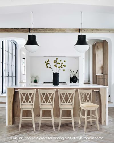 Bar Stools Set of 3, 30.3" Seat H for 39.3"~41.3" Counter Height, 360° Swivel Modern Bar Stool with Curved Wooden Back, Luxury Cloth Fabric Upholstered Counter Stools for Kitchen Island Counter