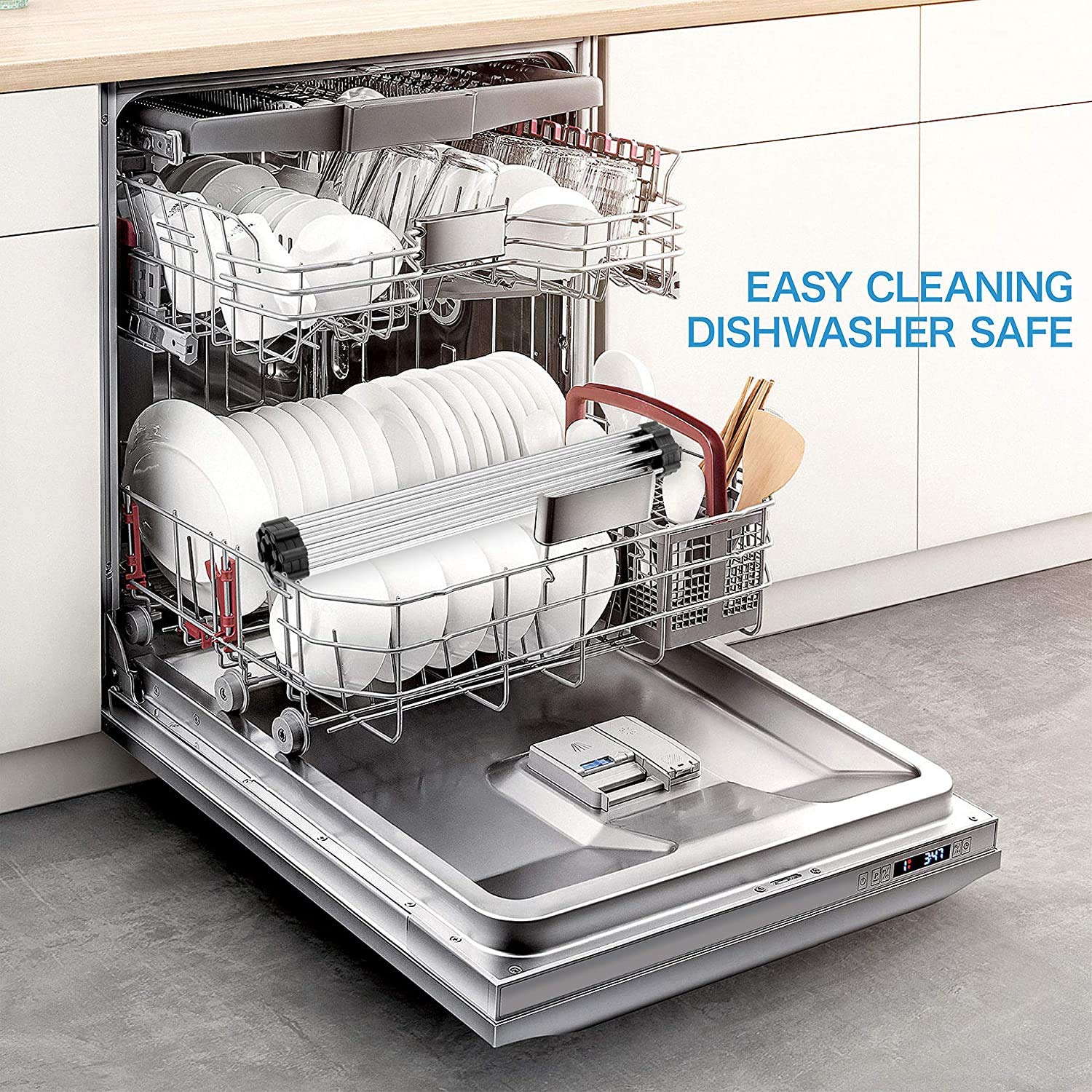Fafcitvz Stainless Steel Roll Up Dish Rack Over The Sink Roll Out Dish Drying Rack for Kitchen Dishes,Cups