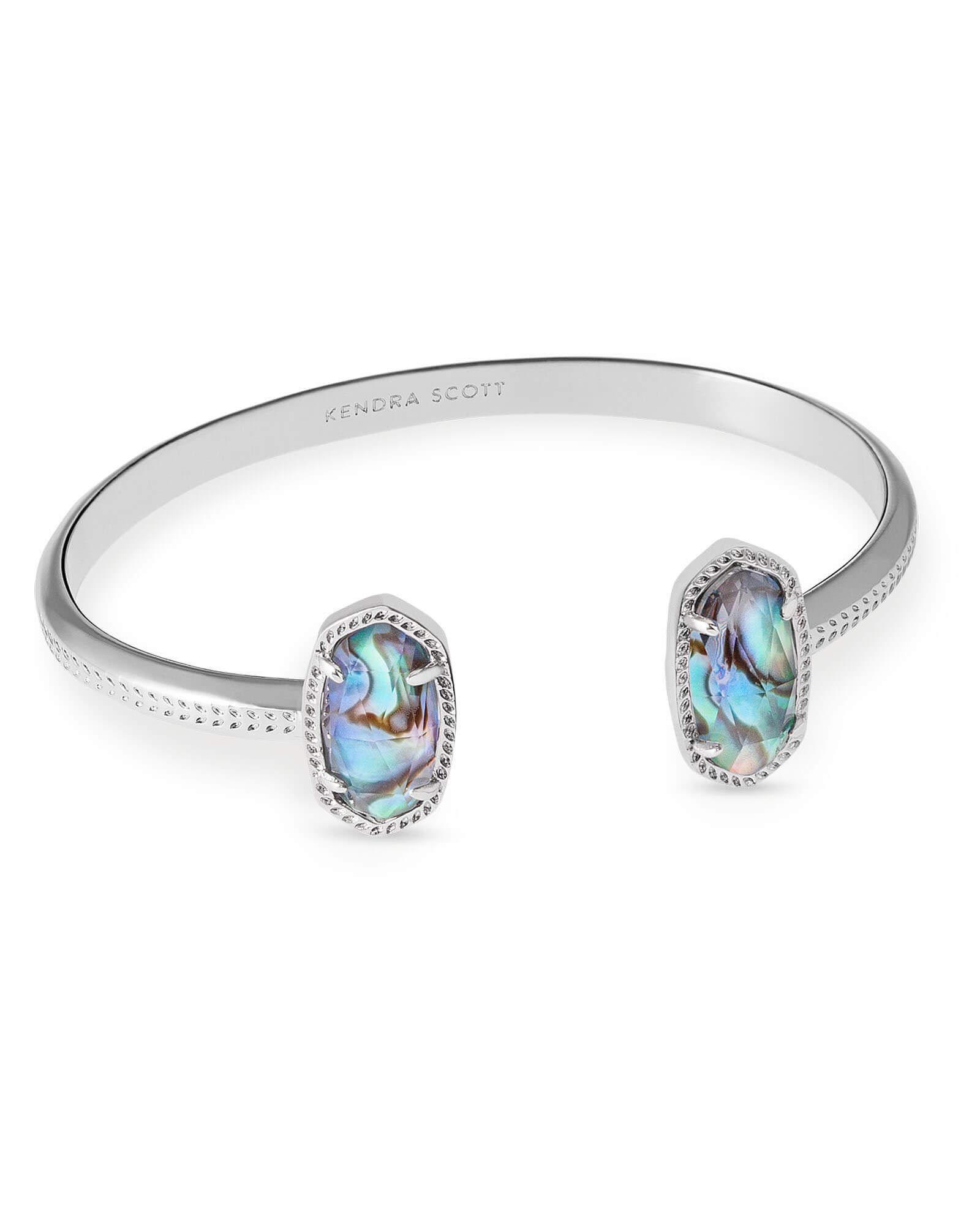 Kendra Scott Elton Cuff Bracelet for Women, Fashion Jewelry, Rhodium-Plated, Abalone Shell