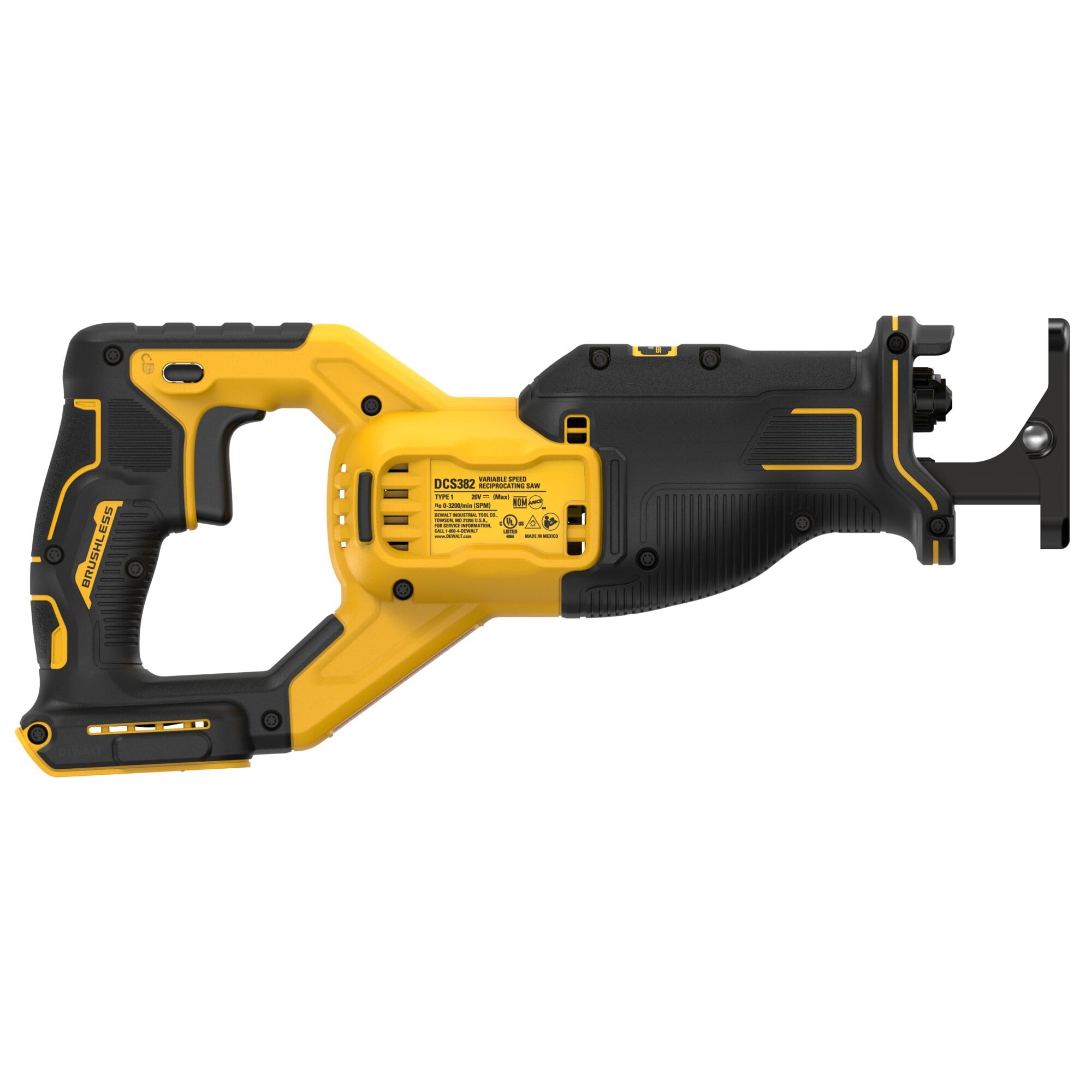 DEWALT DCS382B 20V MAX* XR® Brushless Cordless Reciprocating Saw (Tool Only) , Black