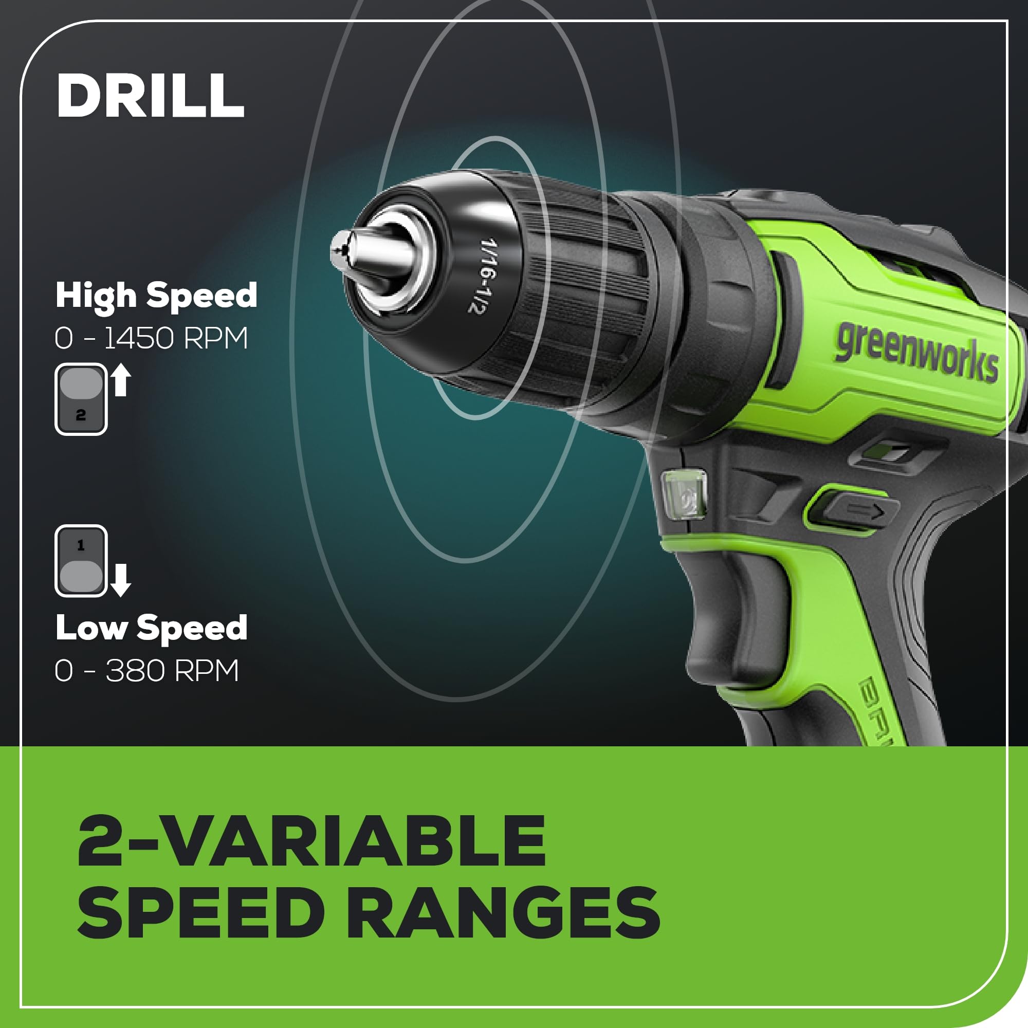 [Professional Grade] Greenworks 24V Max Cordless Brushless Drill + Impact Combo Kit, (2) 2.0Ah Batteries, FAST Charger, and Bag Included