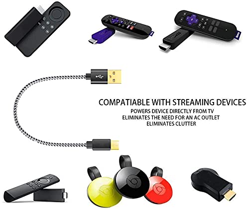 USB Cable for Fire Stick, Micro USB Power Cable for Amazon Fire Stick, Power up Your Fire Stick from Your TV's USB Port, Chromecast, Roku Stick, TiVo Stream 4K, 2 Pack