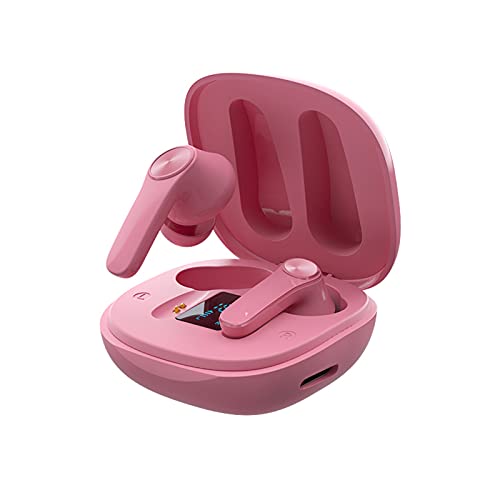 Karymi Bluetooth Earphone - Wireless Headphone - XT18 5.0 TWS Mini HD Stereo Sound in Ear Earbuds Headset - LED Display Touch Control Sports Earphone for iPhone and Android (Pink)