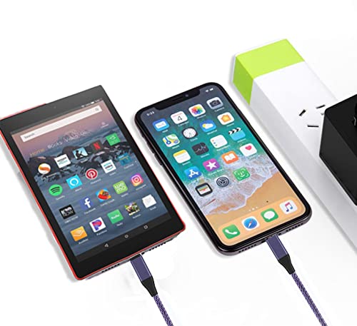 6FT 3A Fast USB C Charging Cord 2Pack Compatible with Amazon Fire 9th 10th 11th 12th Generation Tablet,New Fire HD 8 HD10 8Plus Tablet and Kids Edition 2019 2020 2021 Fire 72022- Purple